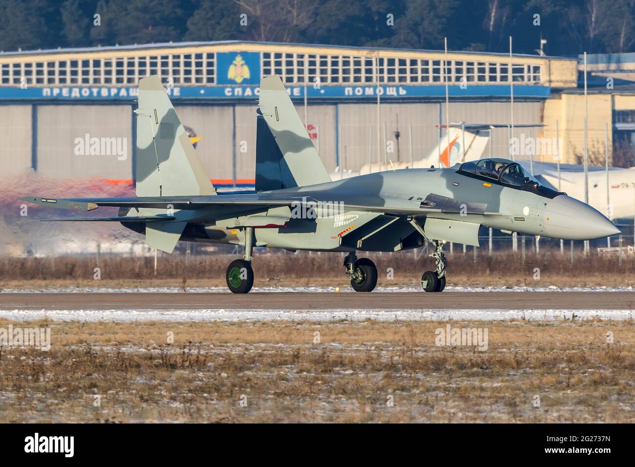 Su-35S jet fighter of the Egyptian Air Force taking off, Zhukovsky ...