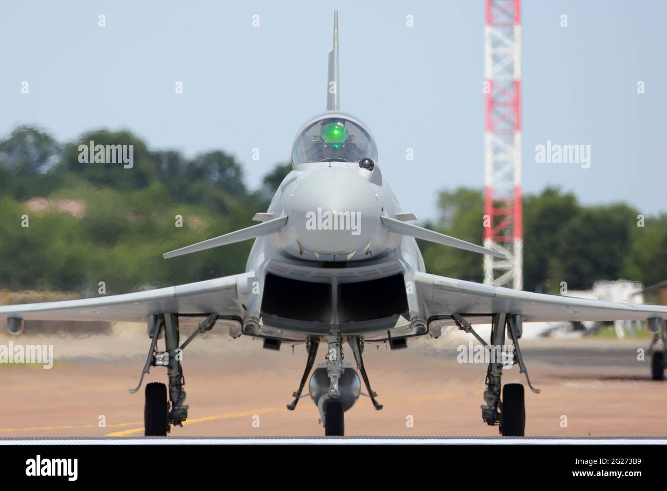 Eurofighter Typhoon FGR4 jet fighter of Royal Air Force taking off ...