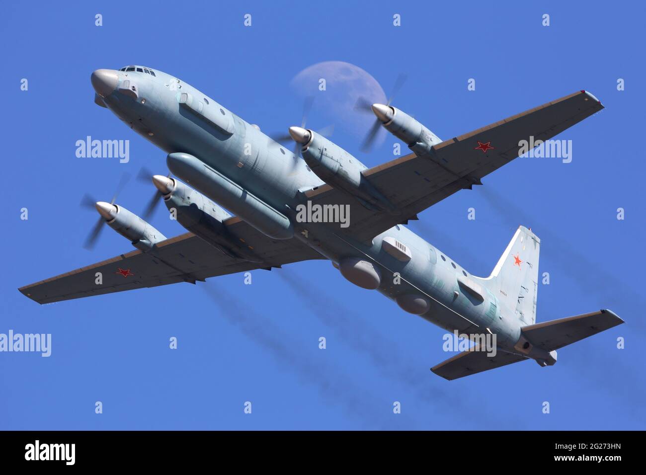 IL-20M reconnaissance aircraft of the Russian Air Force in flight in ...