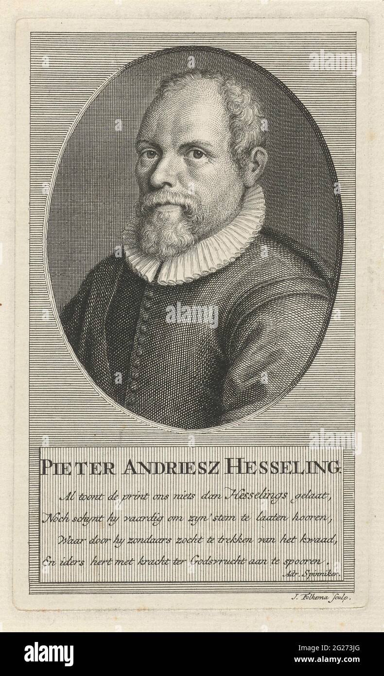 Portrait of Pieter Andriesz Hesseling. Portrait bust in oval to the ...