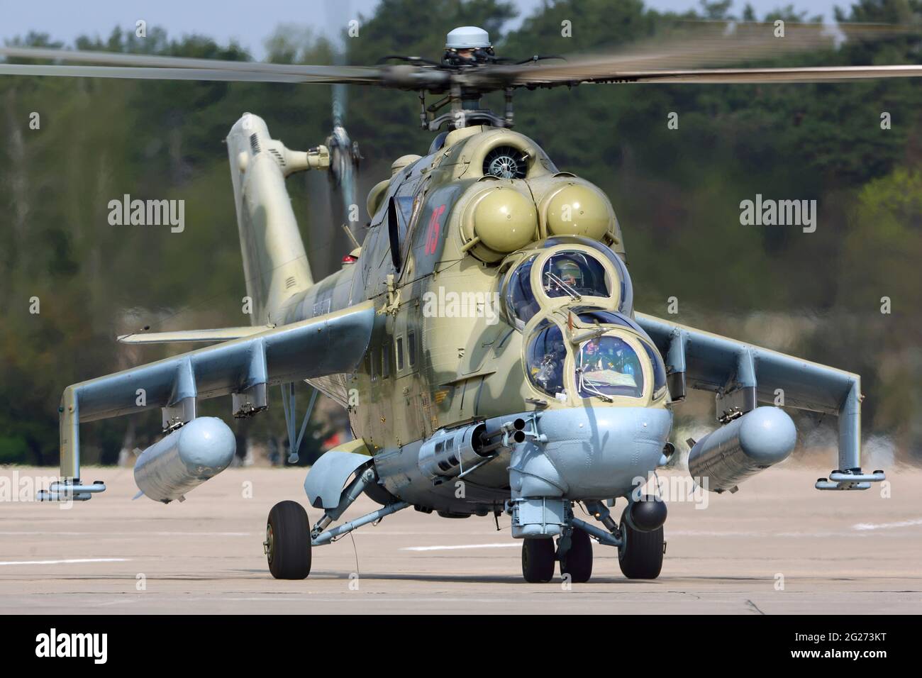 Mil Mi-24P attack helicopter of the Russian Air Force taxiing, Kubinka, Russia Stock Photo - Alamy
