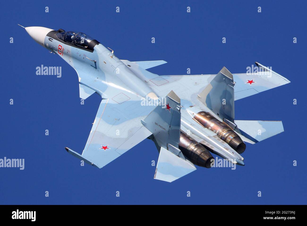 Su-30SM jet fighter of the Russian Air Force during demonstration ...