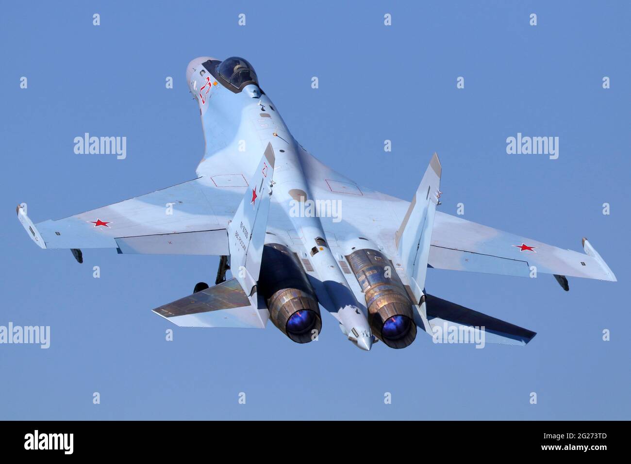 Su-35S jet fighter of the Russian Air Force taking off during Exercise ...