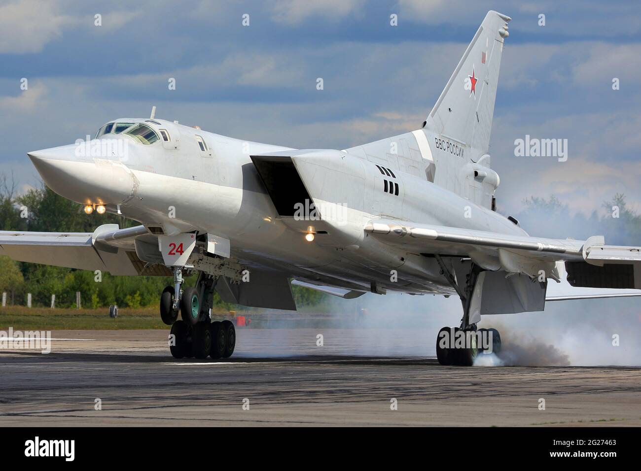 Tu-22M-3 strategic bomber of the Russian Air Force landing Stock Photo ...