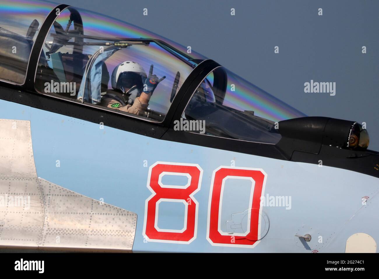 Su-30SM jet fighter of the Russian Air Force during Exercise Aviadarts ...