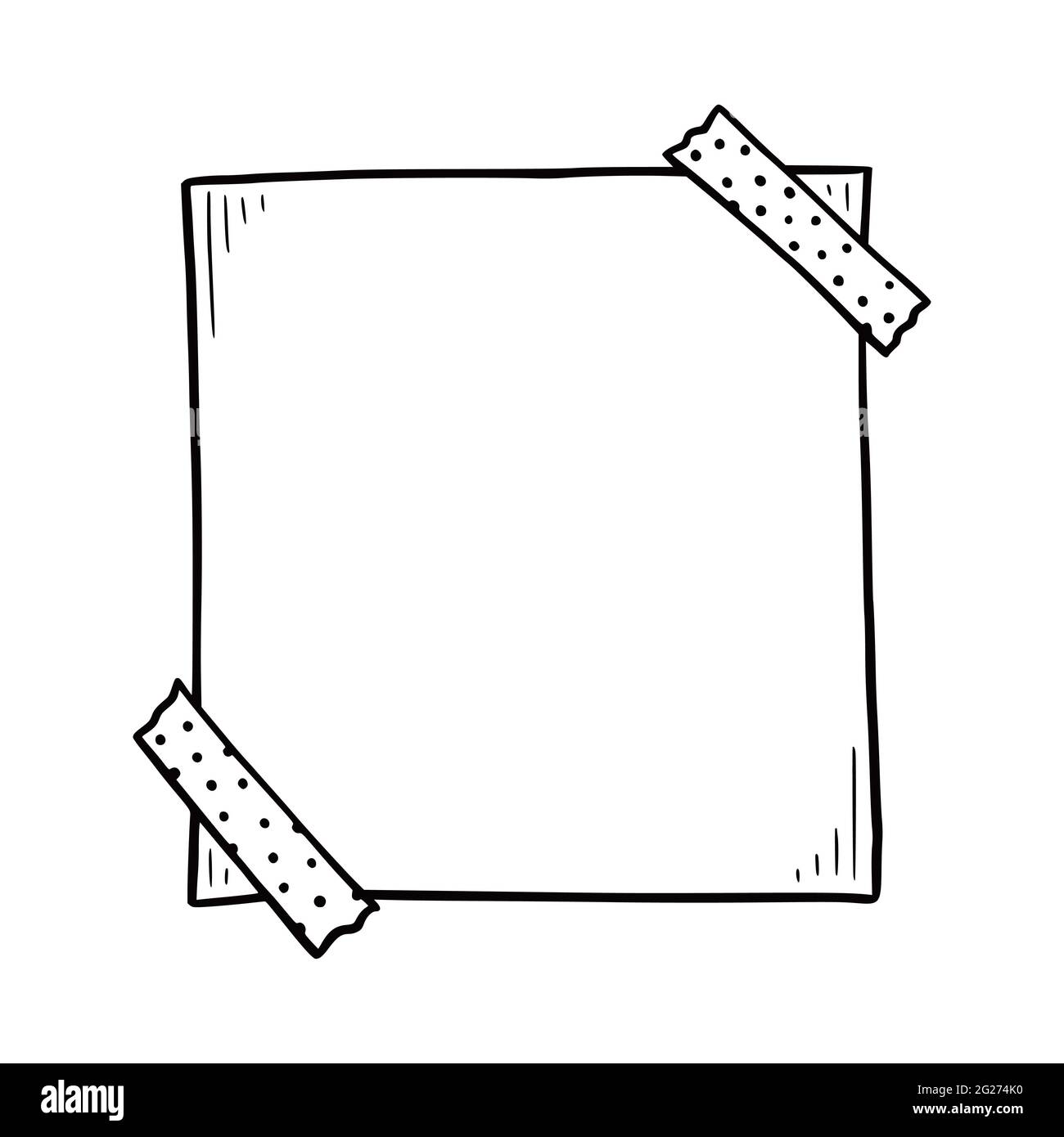 Hand drawn paper memo sticky. Doodle sketch style. Reminder paper ...