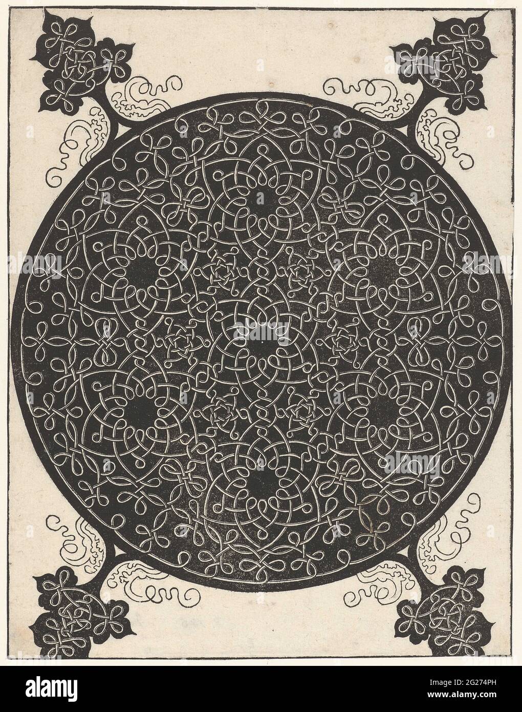 Embroidery preview with seven flower-shaped motifs. Black disc with ...