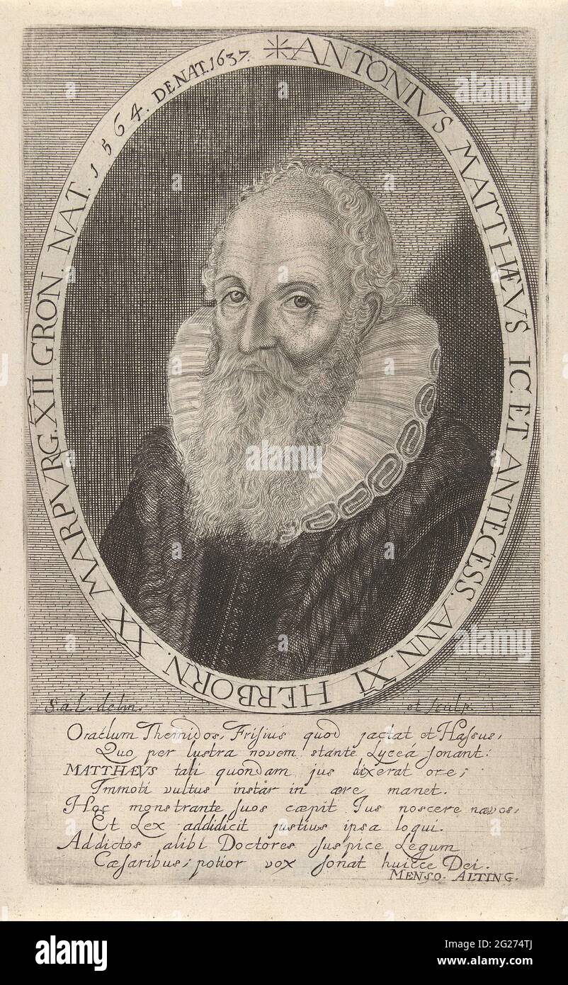 Portrait of Antonius Matthaeus. PortraitBuste in oval to the left of ...