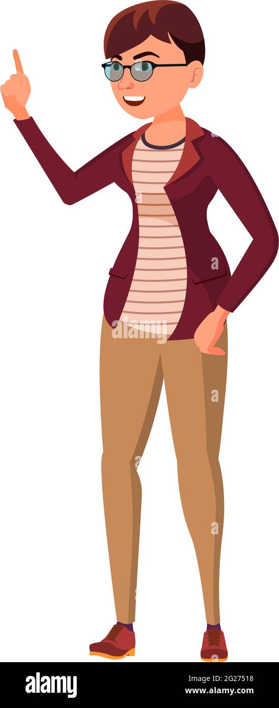 intelligent woman pointing up cartoon vector Stock Vector Image & Art ...