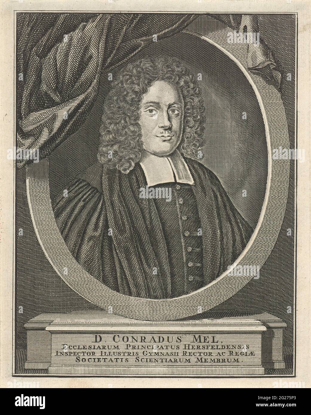 Portrait of Conradus Mel. Portrait bust in oval from Conradus Mel ...