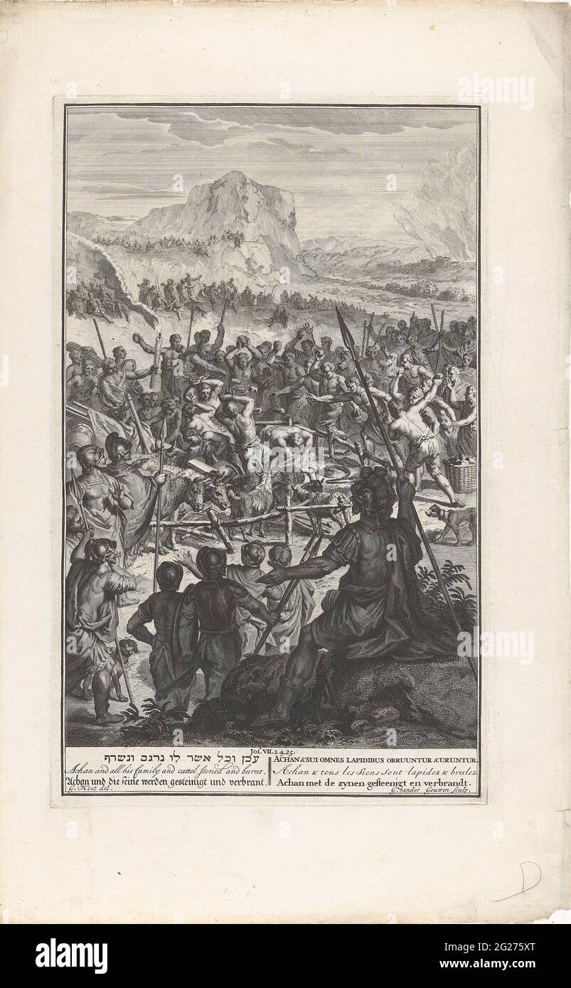 Achan stoning. Achan is stoned by the Israelites together with his ...