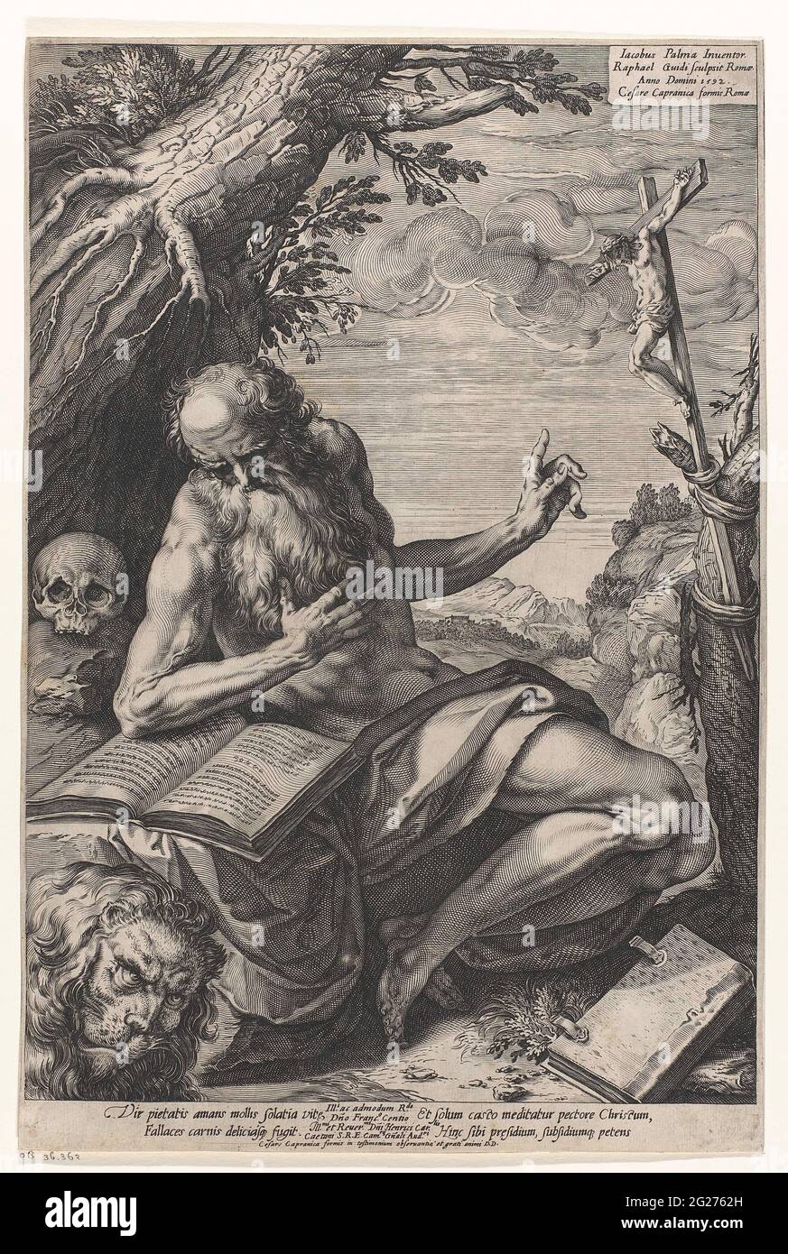 The holy hieronymus in the wilderness. Saint Hieronymus with books ...