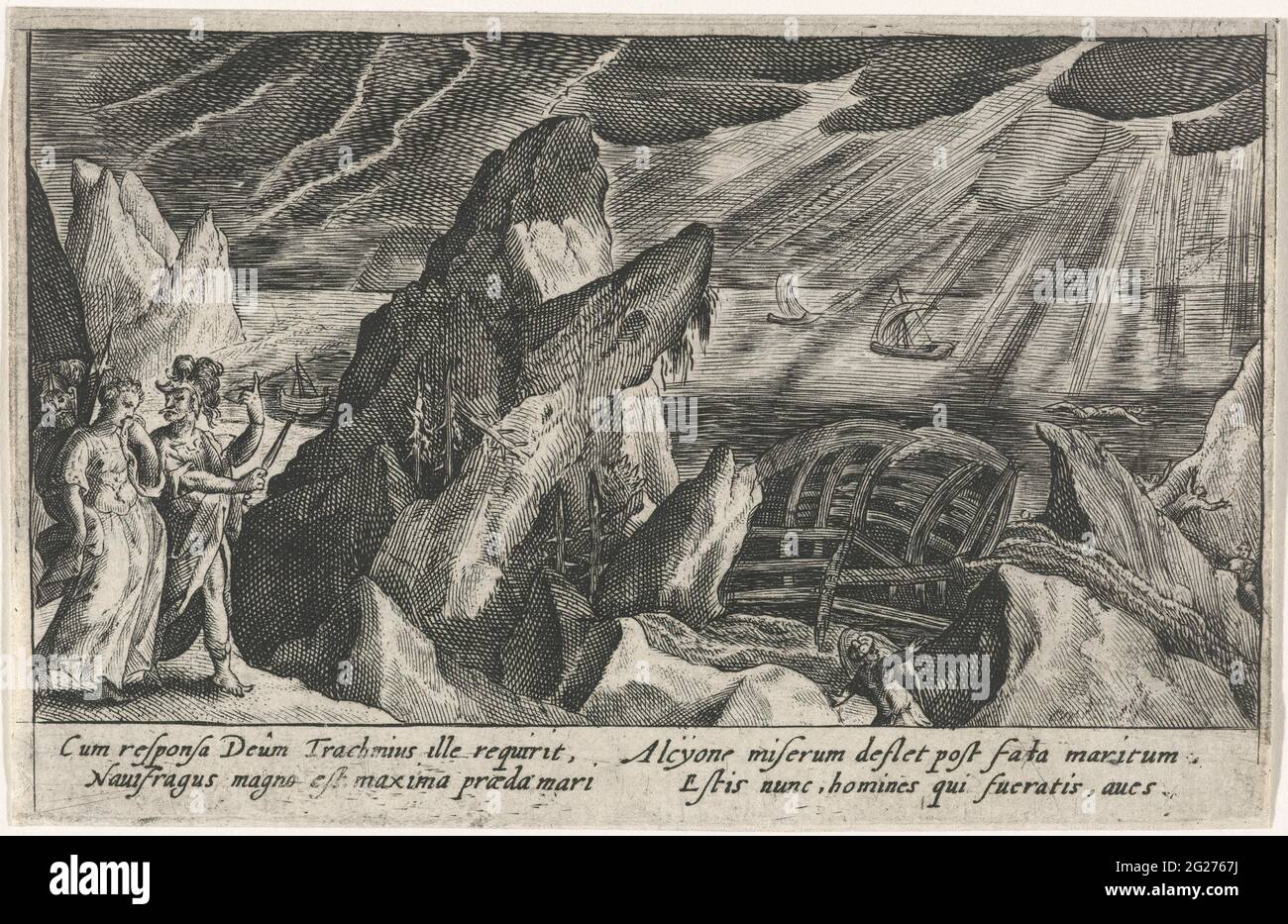 Ceyx comes through a shipwreck; Metamorphoses from Ovid. Alcyone ...