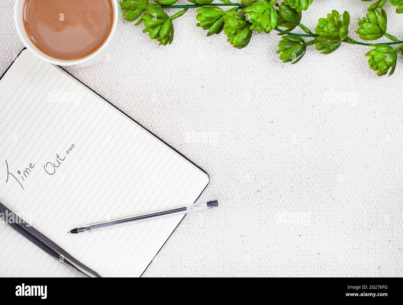 time out to relax and reflect with coffee and a journal Stock Photo - Alamy