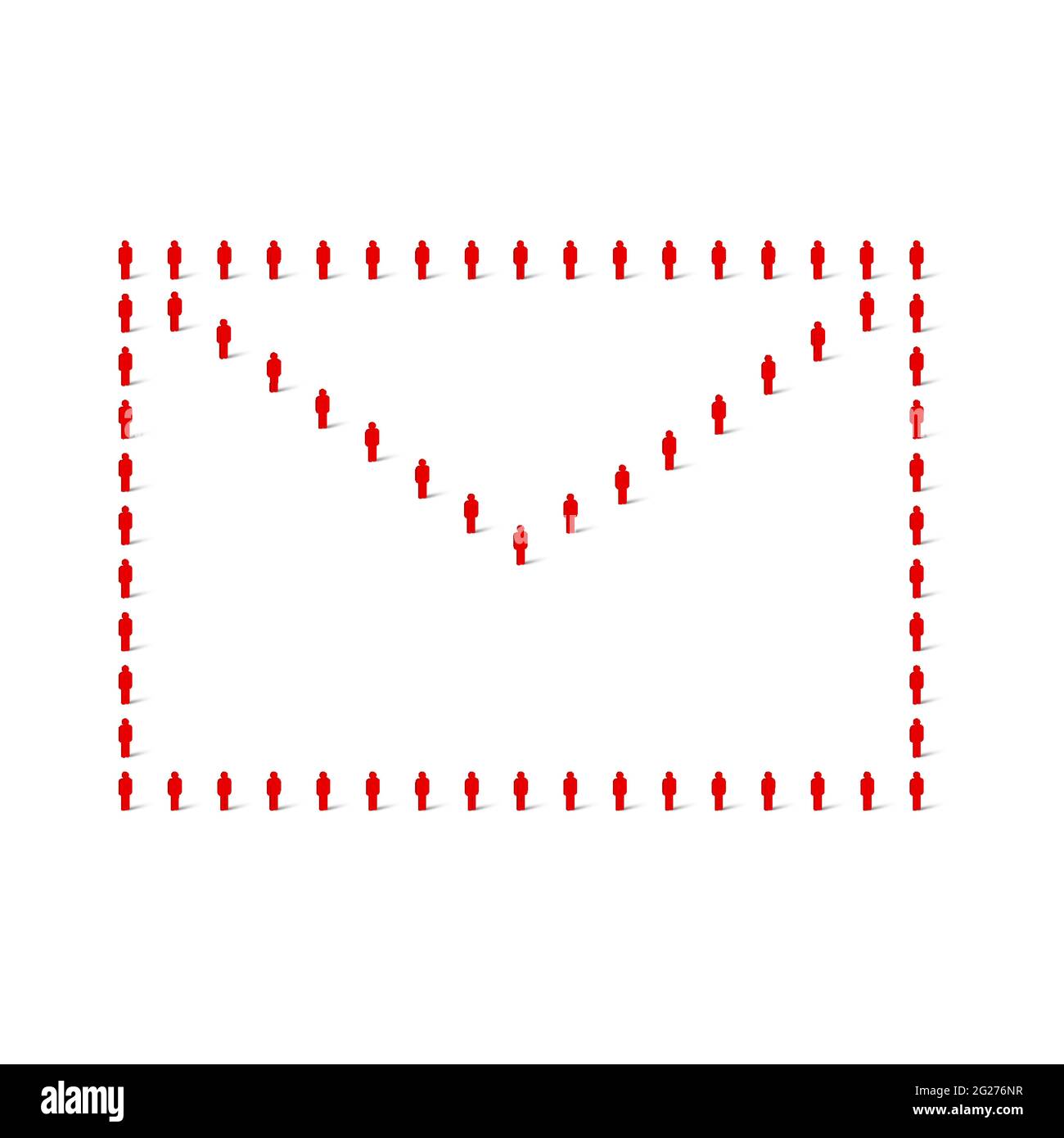 Human crowd in the shape of envelope, mail sign. Large people group ...
