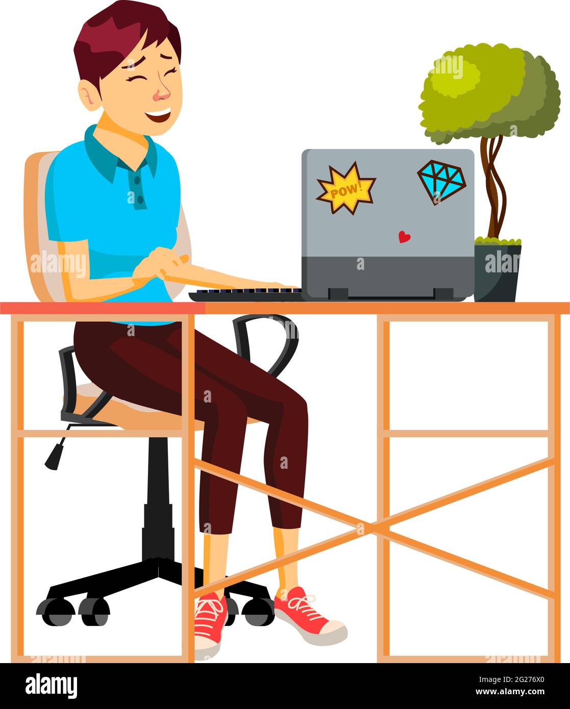 Cartoon illustration woman leaning on Stock Vector Images - Alamy