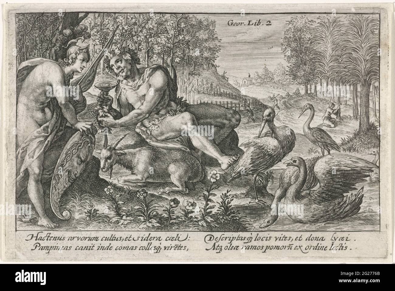 Bacchus and Minerva; Compendium Operum Virgilianorum. Landscape with ...