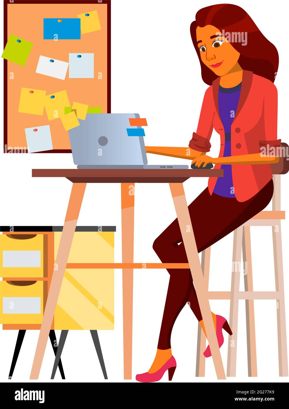 cute woman manager has many task at work cartoon vector Stock Vector ...