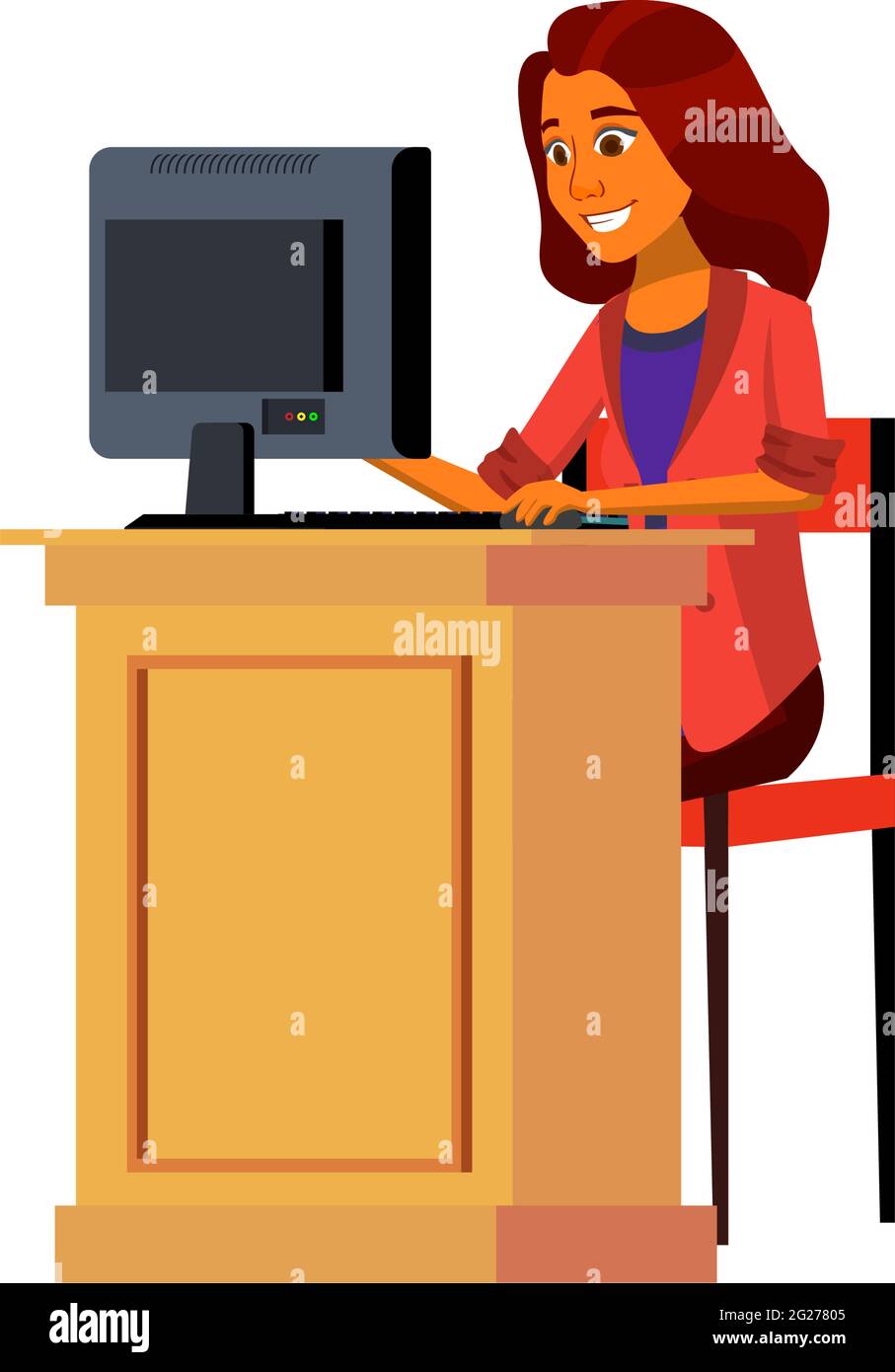 happy emotion young woman writing email to friend cartoon vector Stock ...