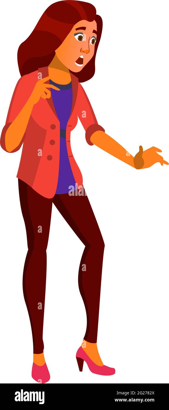 shock expression woman saw mouse in office cartoon vector Stock Vector ...