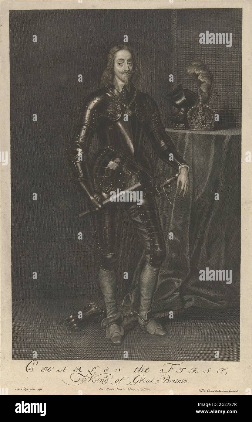 Portrait of Charles I, king of England and Scotland. Karel I, king of ...