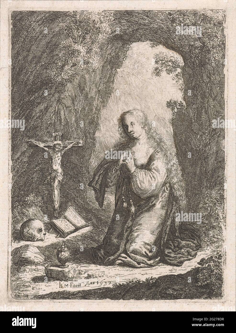 Bootless Mary Magdalene. The penitent Maria Magdalena kneeled on the ...
