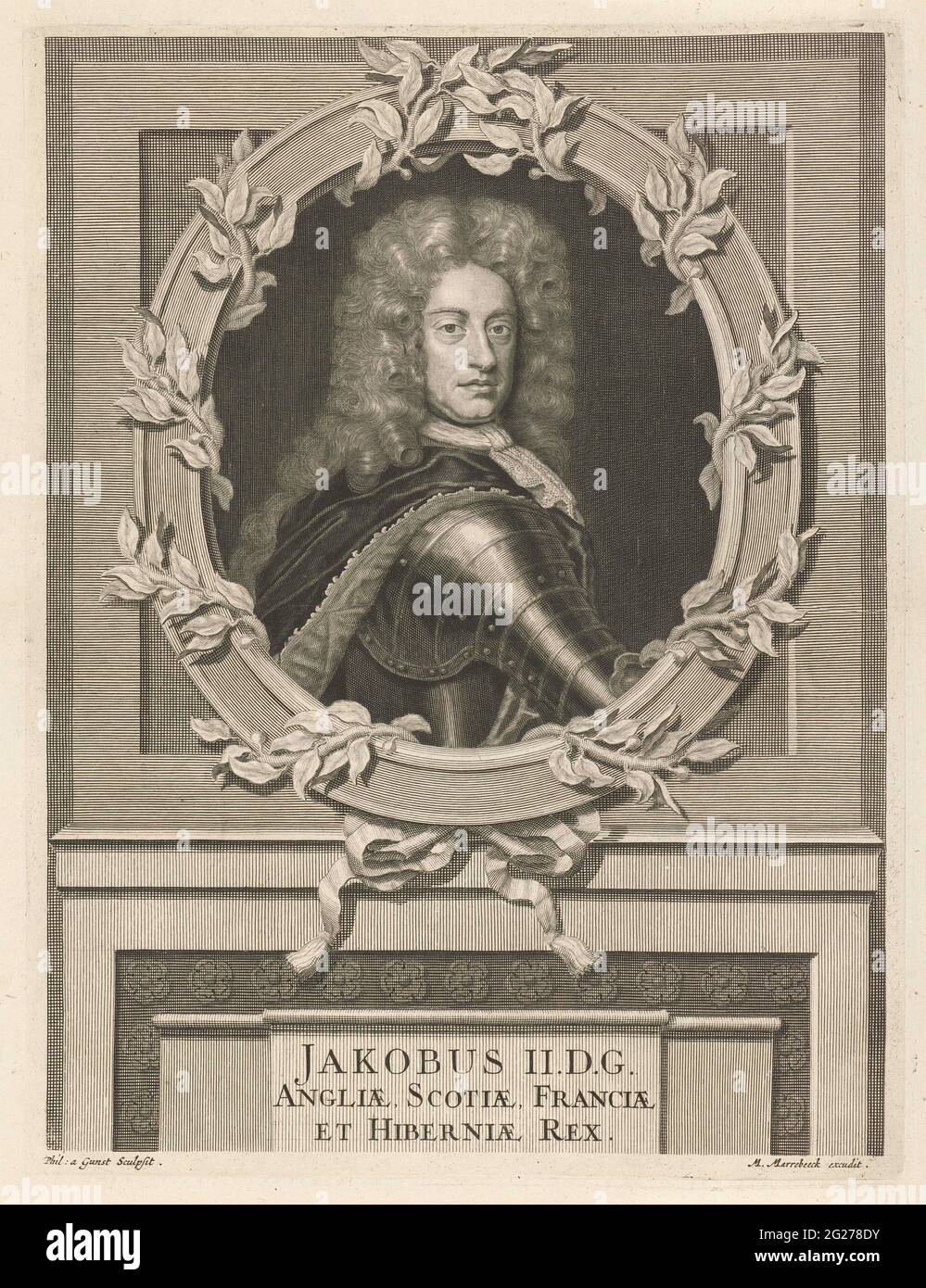 Portrait of Jacobus II from England. Jacobus II Stuart, king of England ...