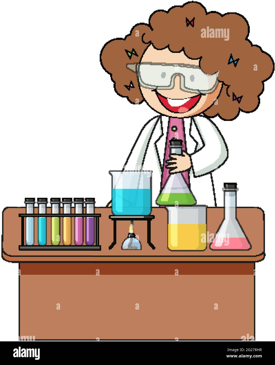 Little scientist doodle cartoon character isolated illustration Stock ...