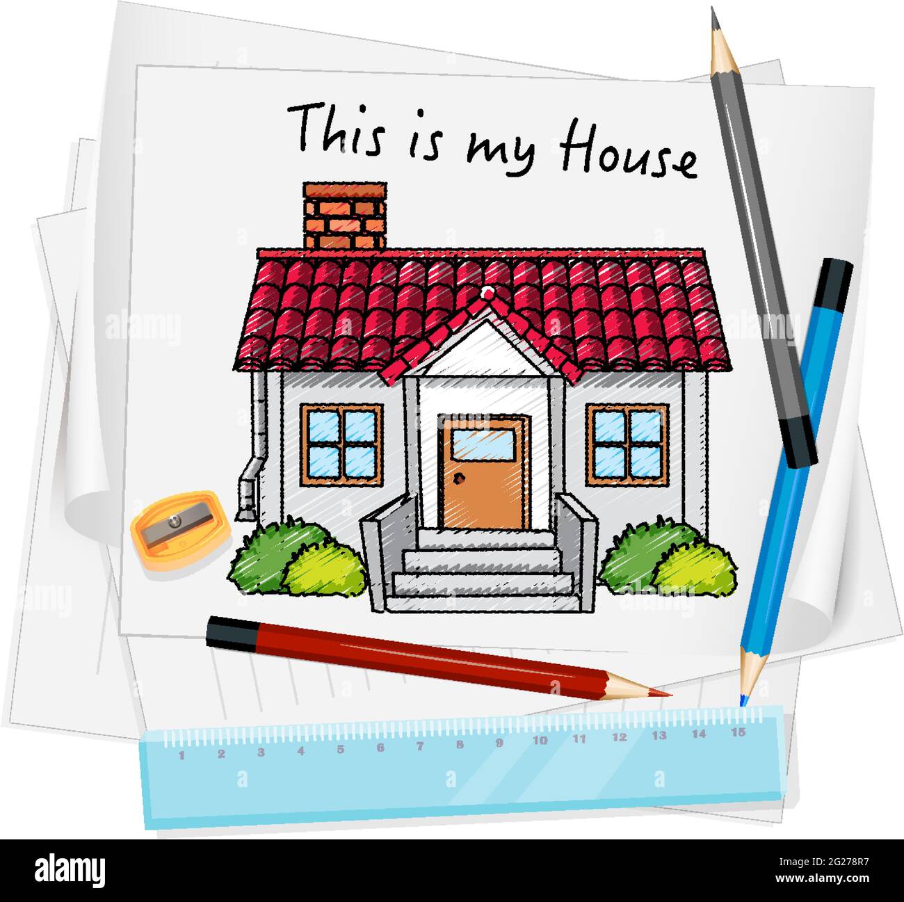 Sketch little house on paper isolated illustration Stock Vector Image ...