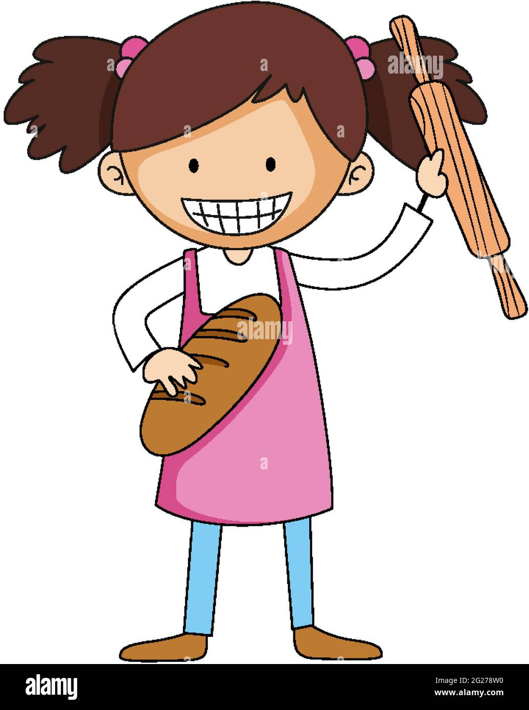 Little baker holding baking stuff cartoon character isolated ...