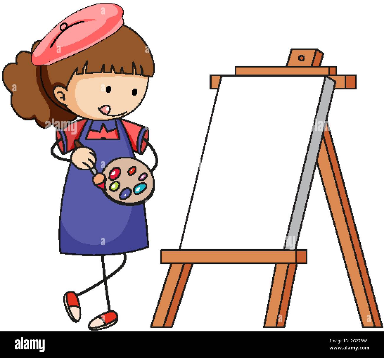 Little artist cartoon character with blank board isolated illustration ...