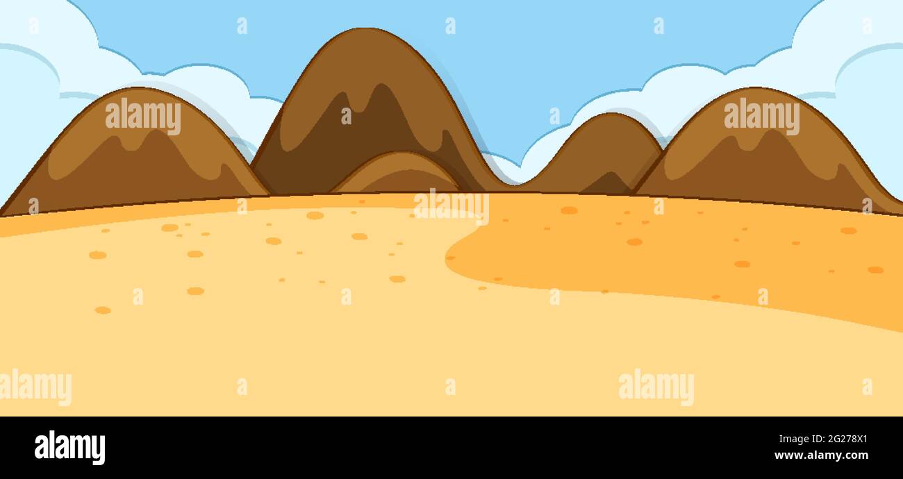 Empty desert nature scene in simple style illustration Stock Vector ...