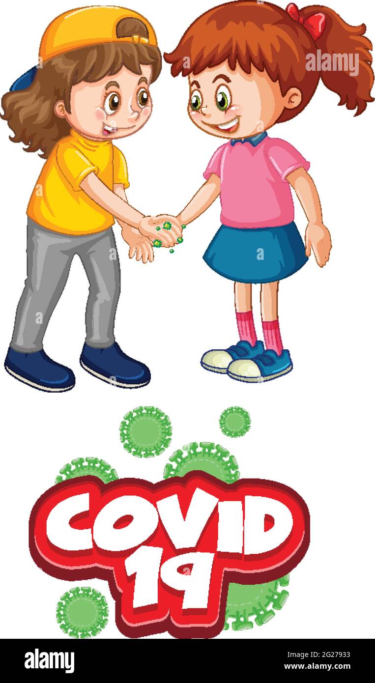 Two kids cartoon character do not keep social distance with Covid-19 ...