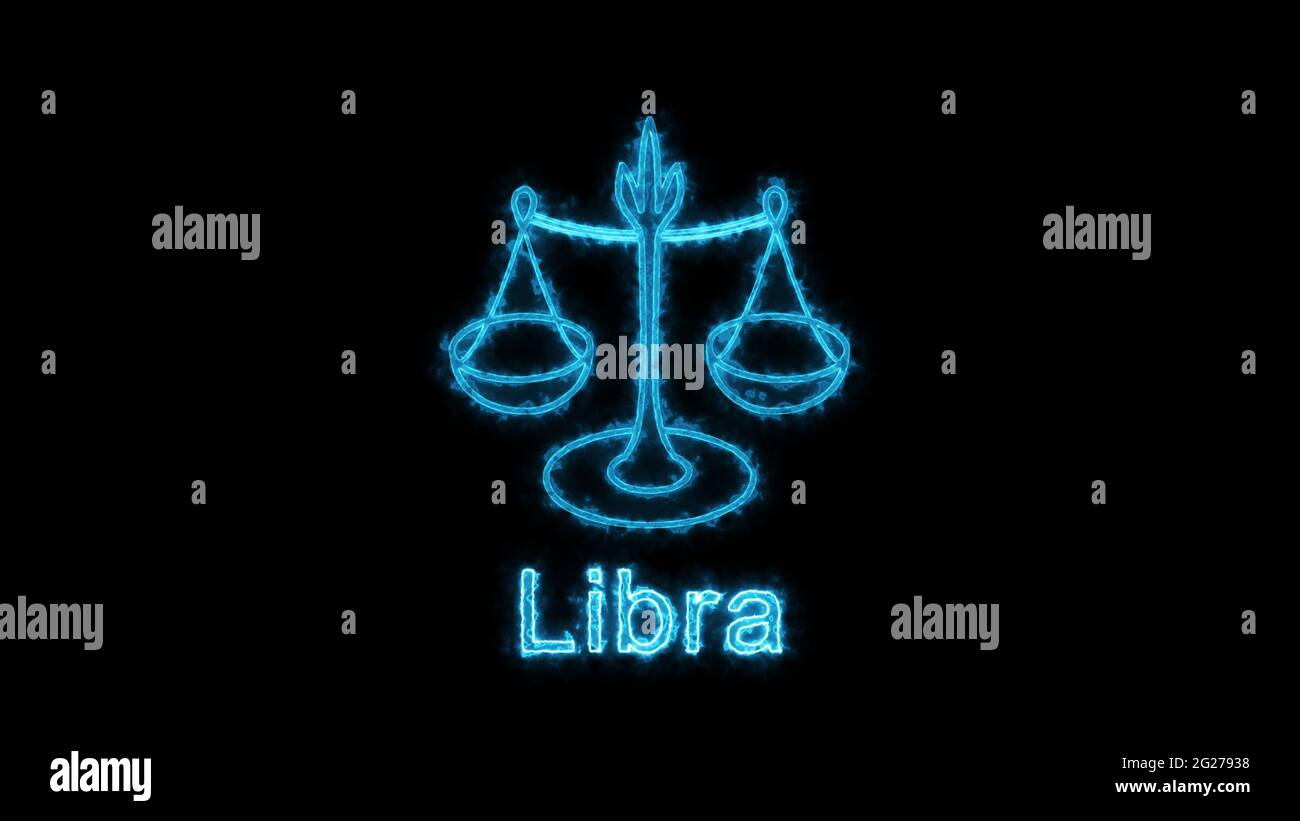 The Libra zodiac symbol, horoscope sign lighting effect green neon glow ...
