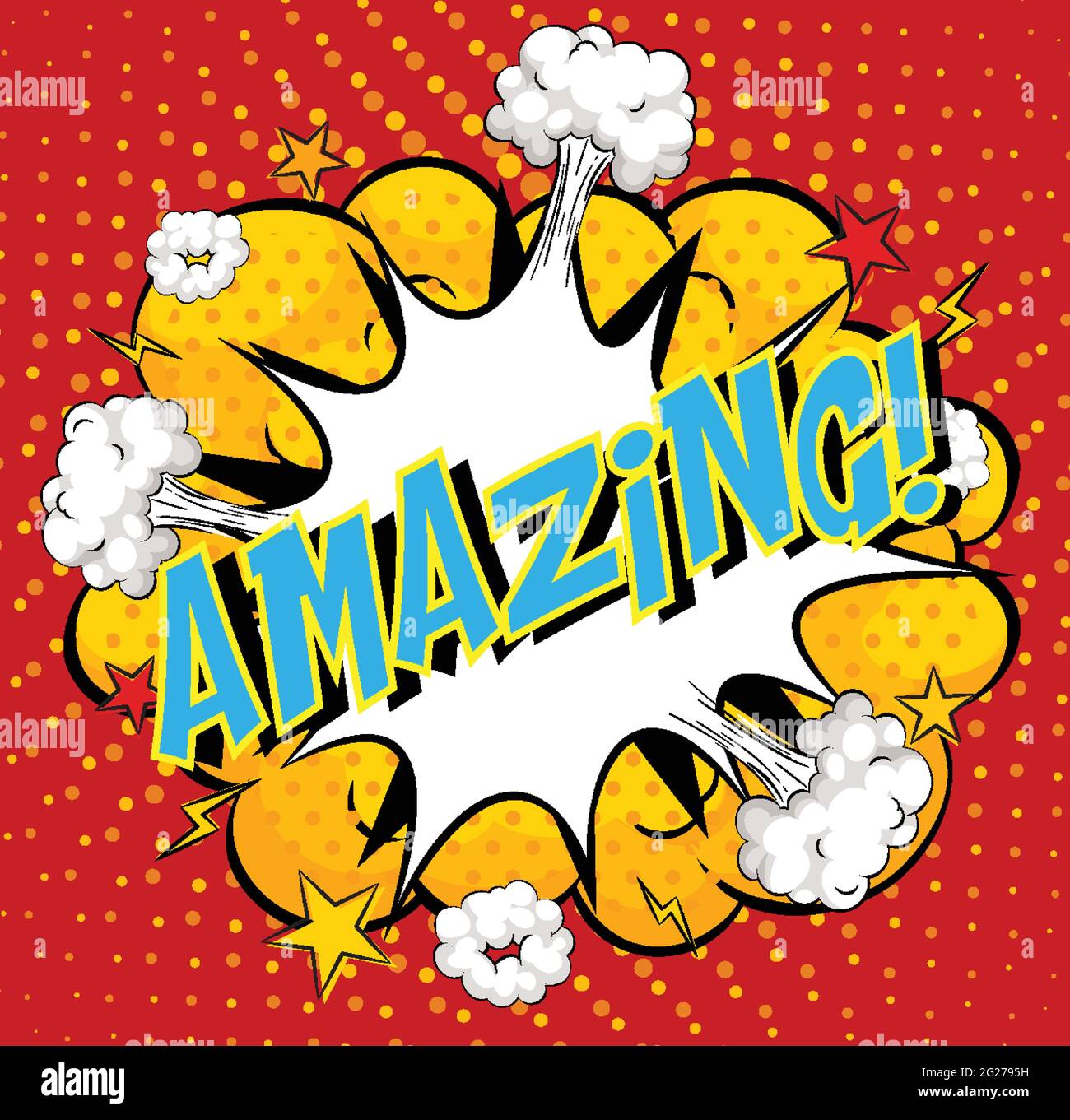 Word Amazing on comic cloud explosion background illustration Stock ...