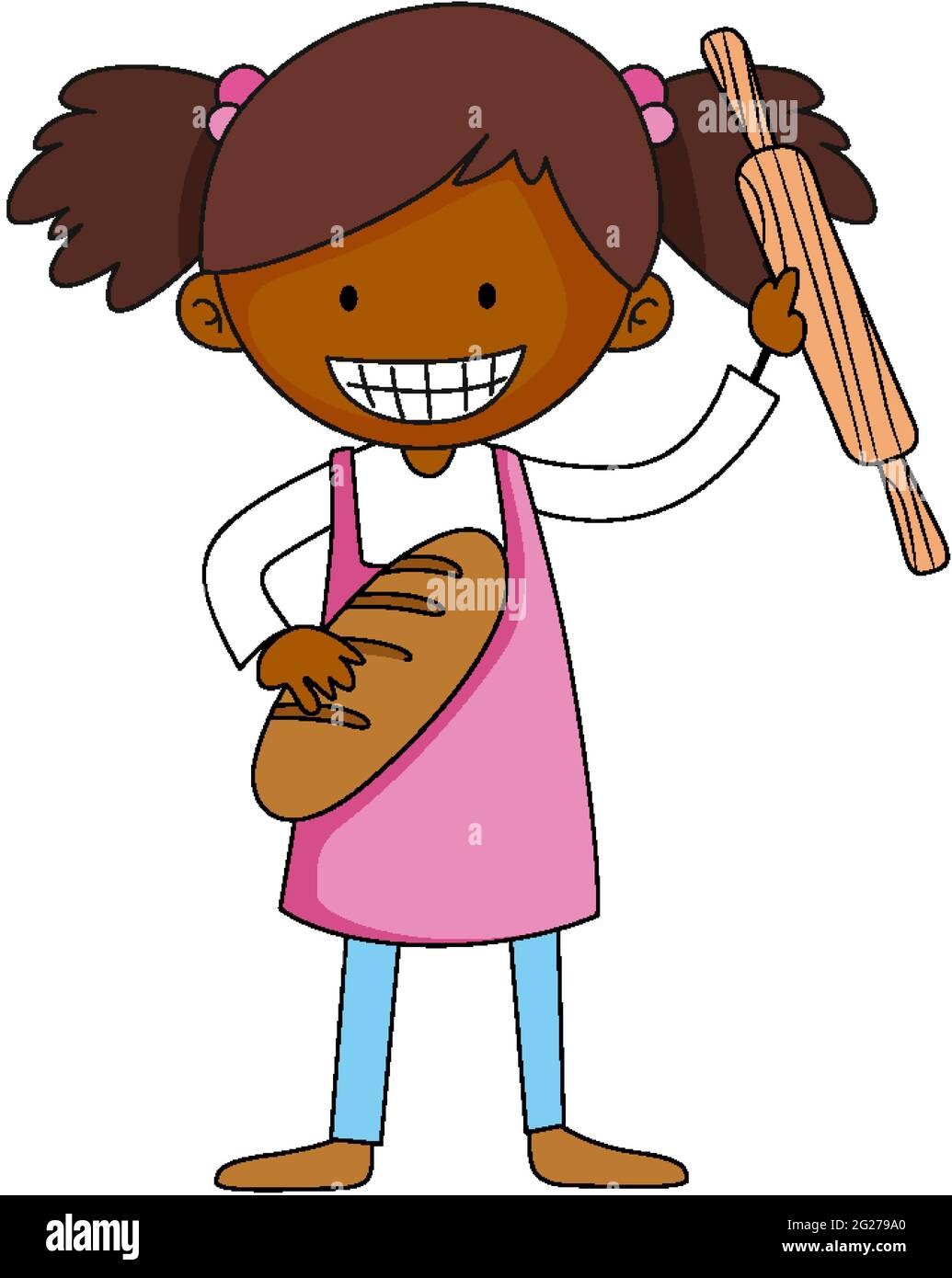 Little baker holding baking stuff cartoon character isolated ...