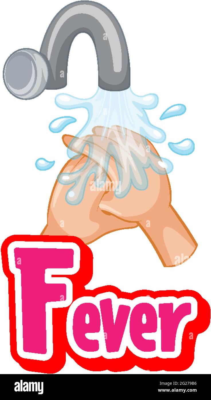 Fever font design with virus spreads from shaking hands on white ...