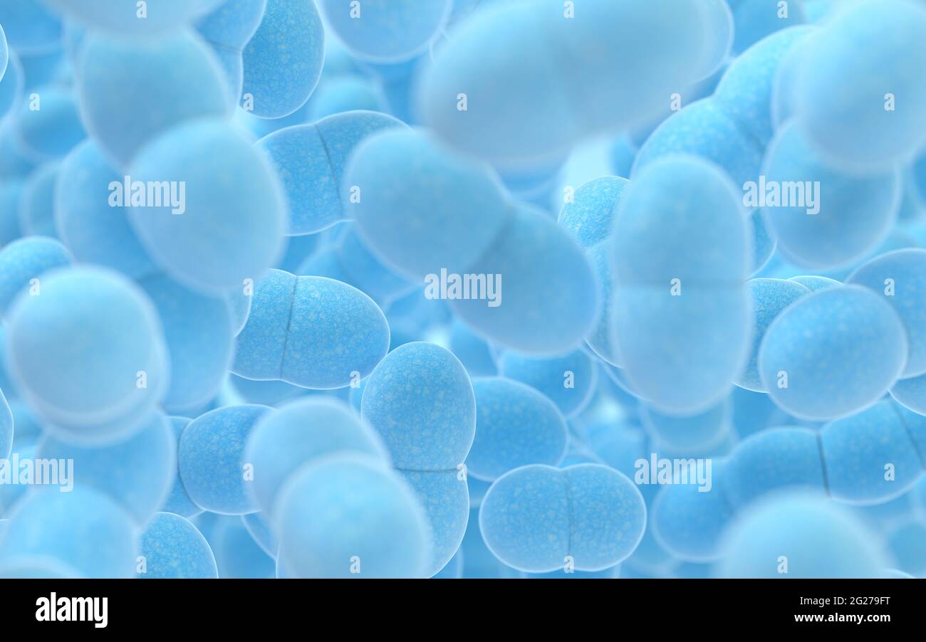 Large groups of germs with blue background, 3d rendering. Computer ...