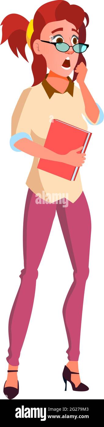 shocked young girl passed lecture in university cartoon vector Stock ...