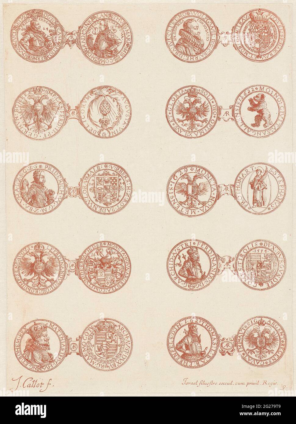 Ten European coins; European coins. Ten European coins, shown in two ...