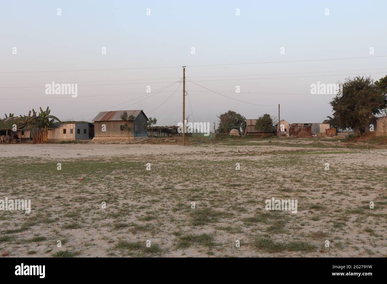 beautiful village view with nature and field Stock Photo - Alamy