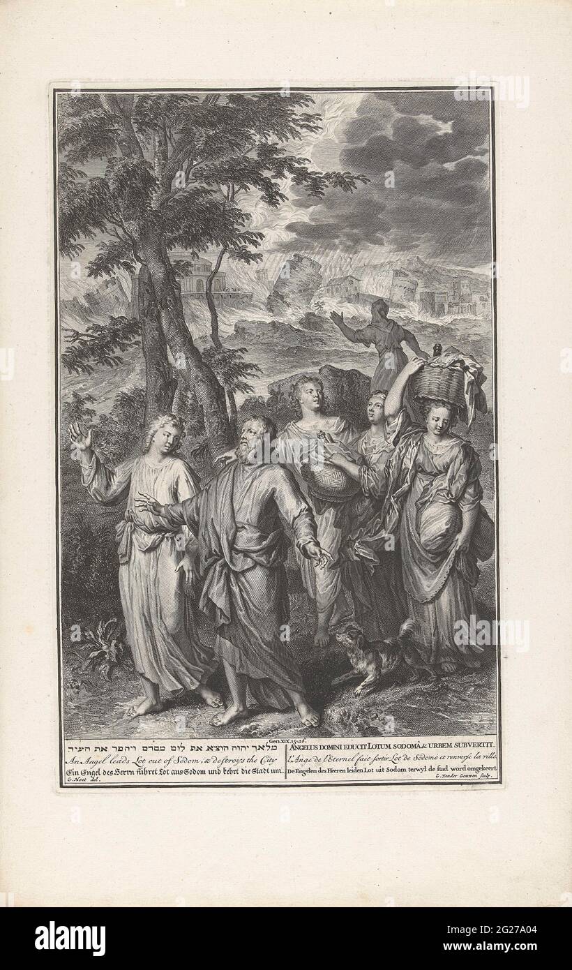 Flight from Lot from Sodom. Lot flight from Sodom with his two ...