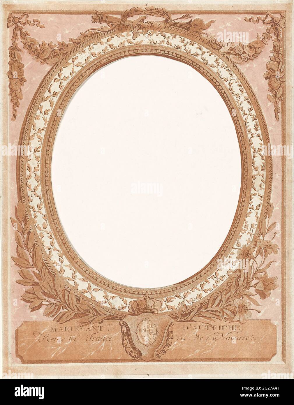 Frame for a portrait; Marie- Ant.te d'Aurtiche, Reine de France et de ...