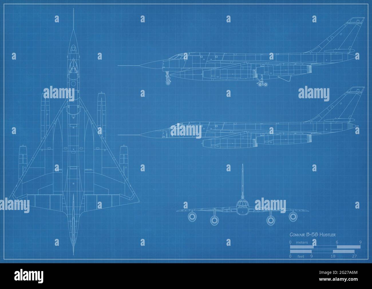 Blueprint of a Convair B-58 Hustler Stock Photo - Alamy