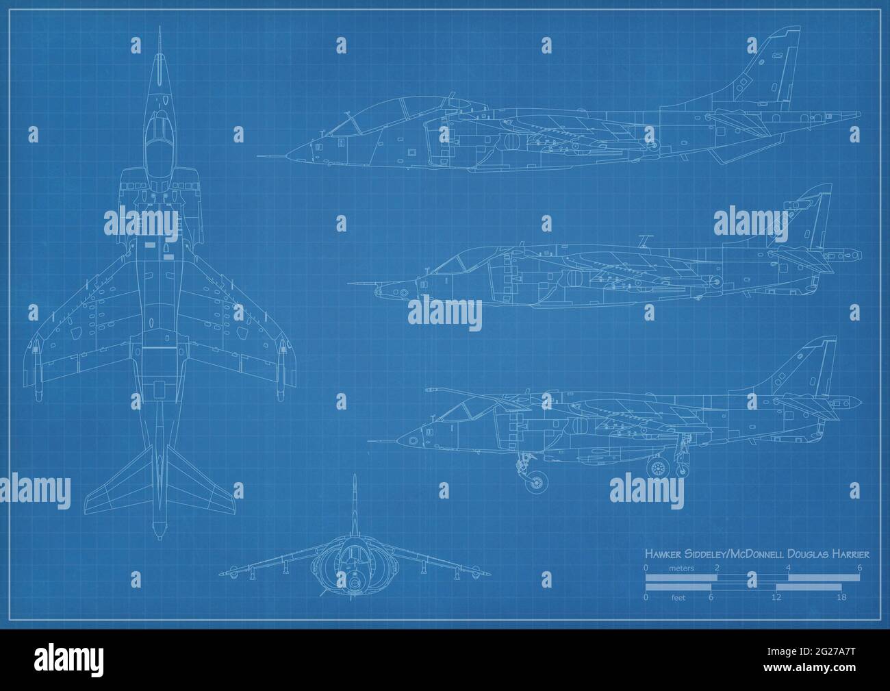 Blueprint of a Harrier Jump Jet Stock Photo - Alamy