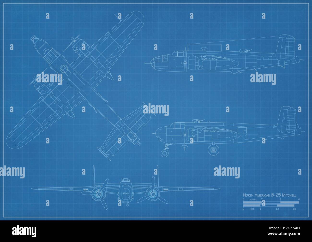 Blueprint of a B-25 Mitchell Stock Photo - Alamy
