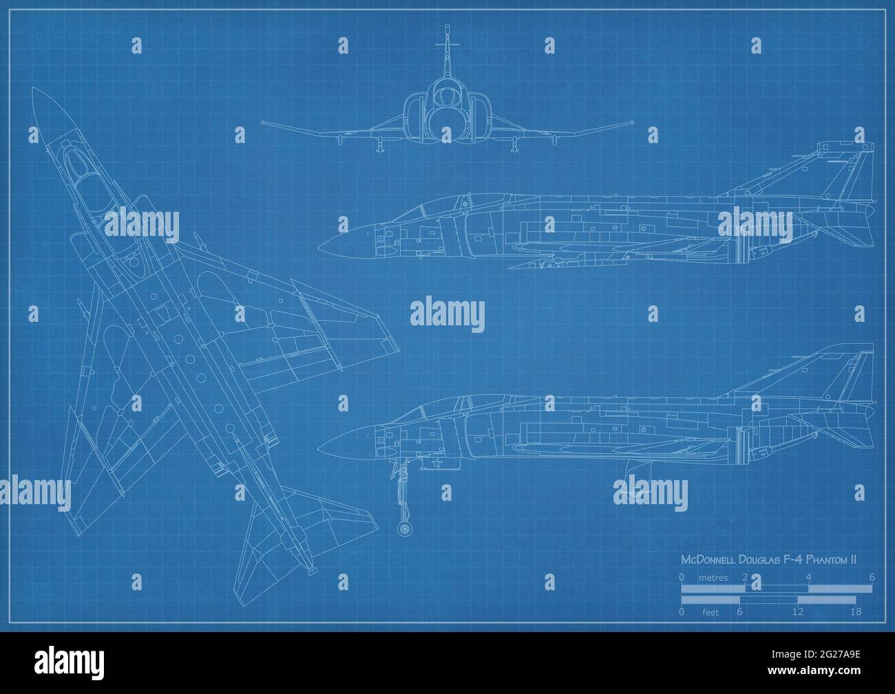 Blueprint of a F-4 Phantom II Stock Photo - Alamy
