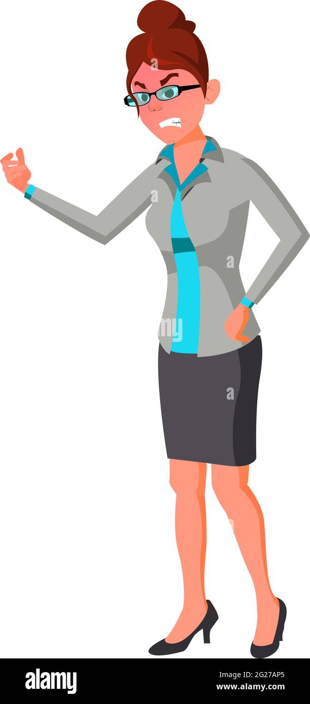 Angry Girl Teacher Cartoon