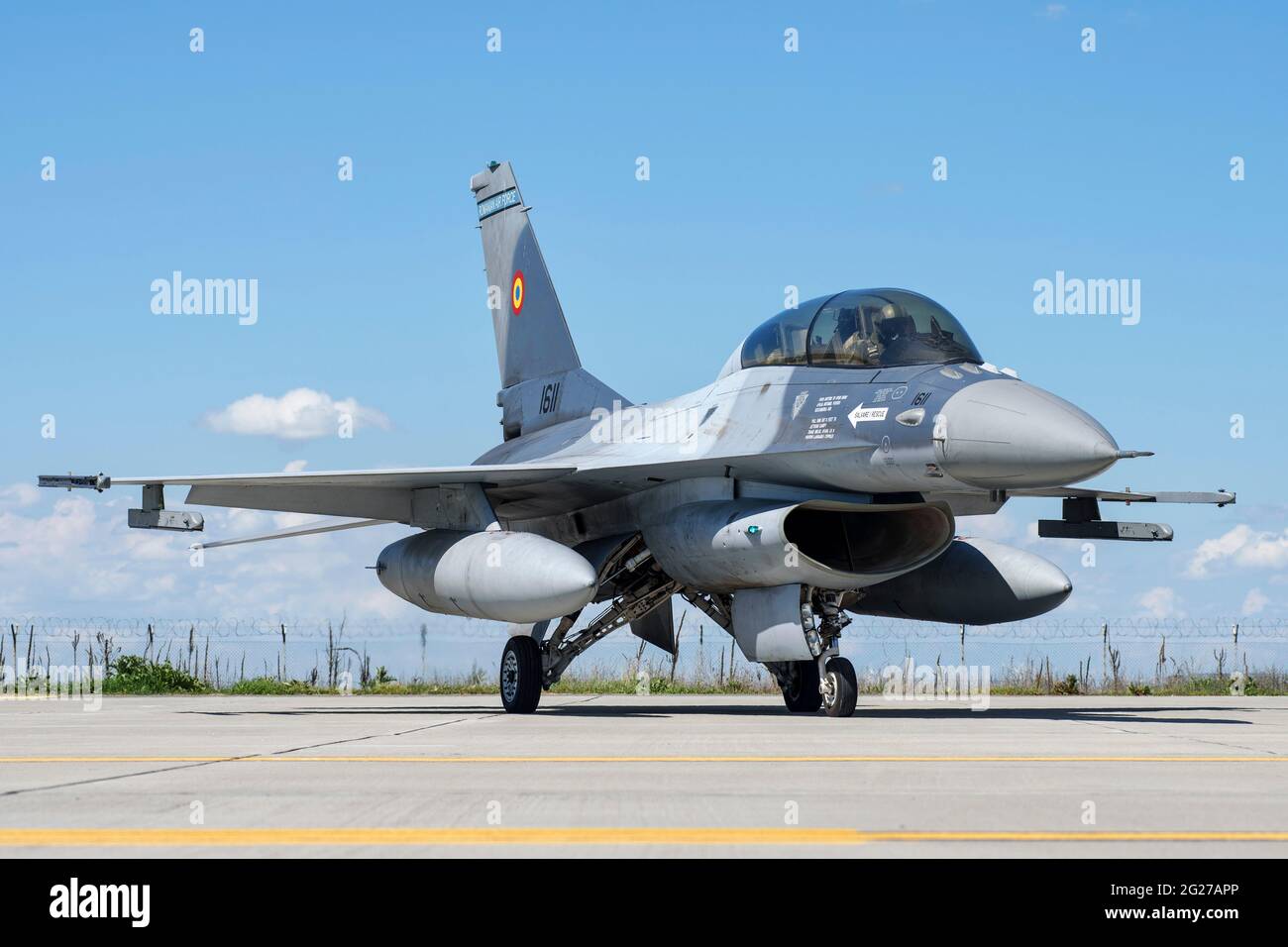 Romanian Air Force F-16BM Fighting Falcon on the ramp at 86th Air Base ...