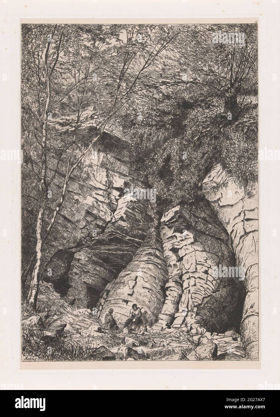 Belvaux Hole. Two resting travelers at the Belvaux gap (Gouffre de ...